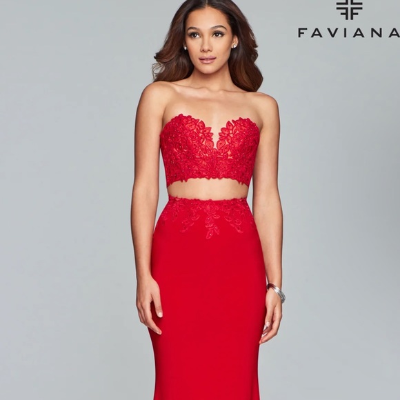 Faviana | Dresses | Red Two Piece Dress | Poshmark